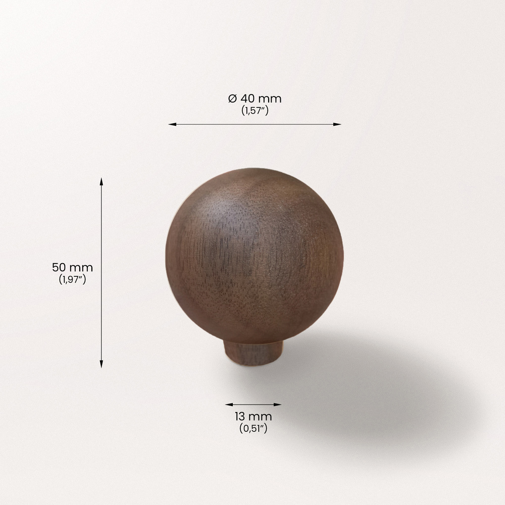 Bill 40Ø Genuine Walnut - Knob in ash wood