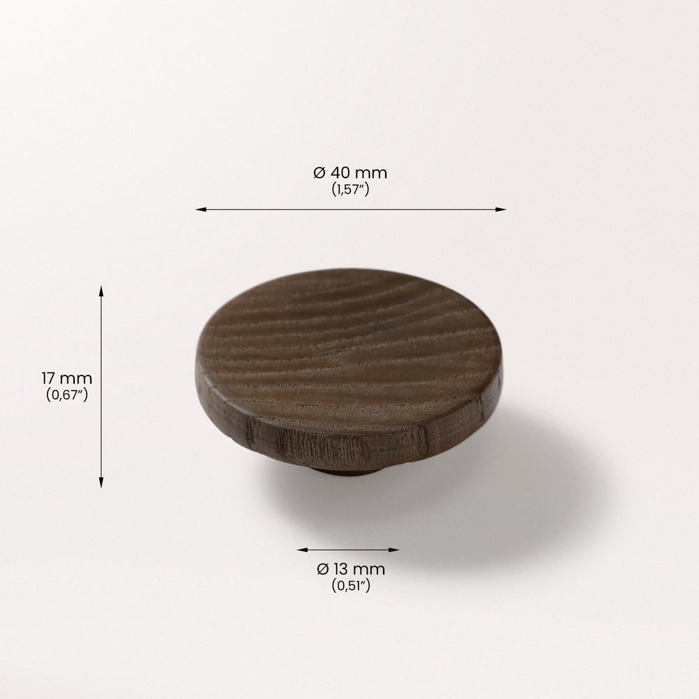 Lilian 40Ø Dark wood finish - Knob in ash wood