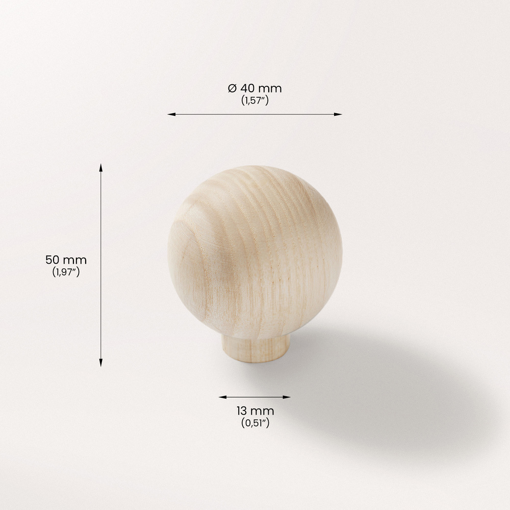 Bill 40Ø RAW (untreated) - Knob in ash wood