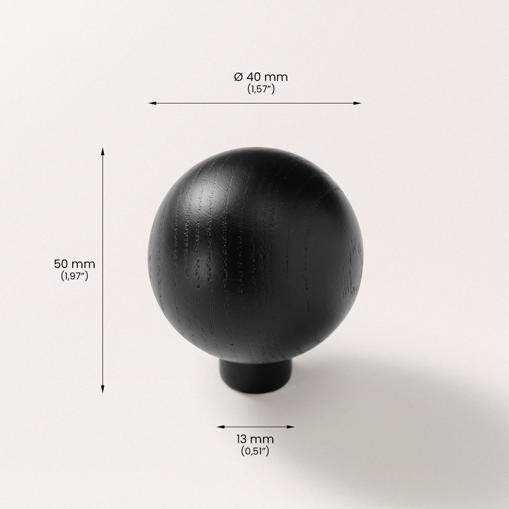 Bill 40Ø Black - Knob in ash wood
