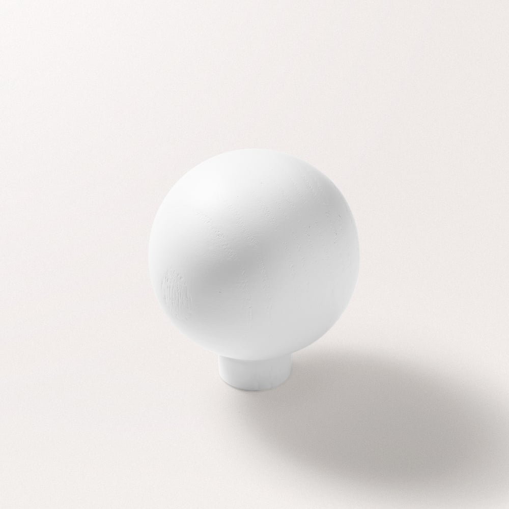 Bill 40Ø White - Knob in ash wood
