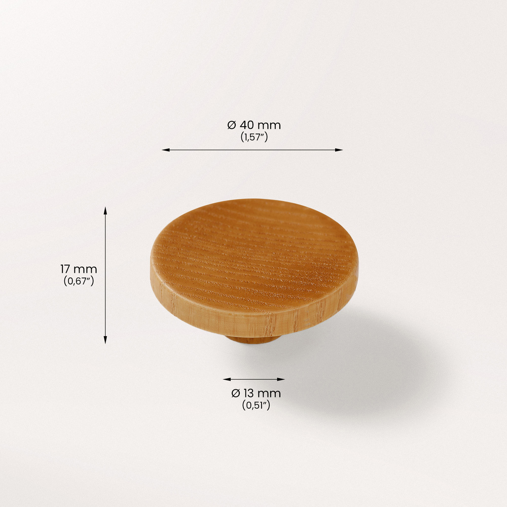 Lilian 40Ø Teak finish - Knob in ash wood