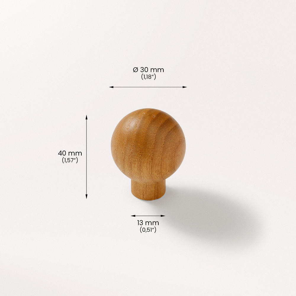 Bill 30Ø Teak finish - Knob in ash wood