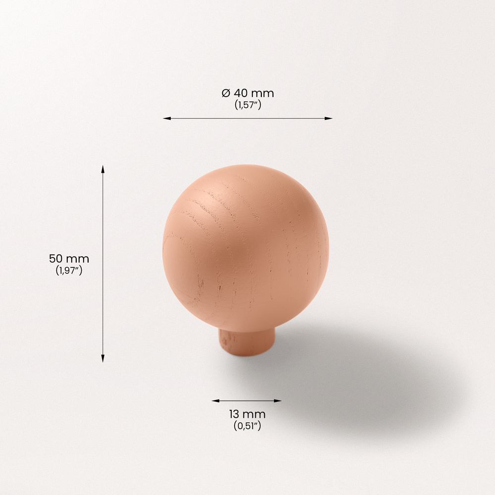 Bill 40Ø Soft Terracotta - Knob in ash wood