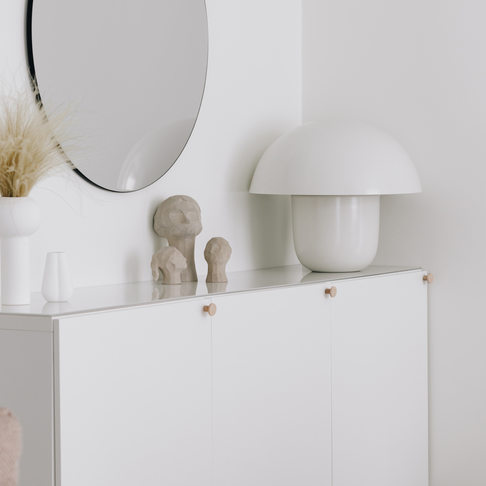 Lilian 30Ø White - Knob in ash wood