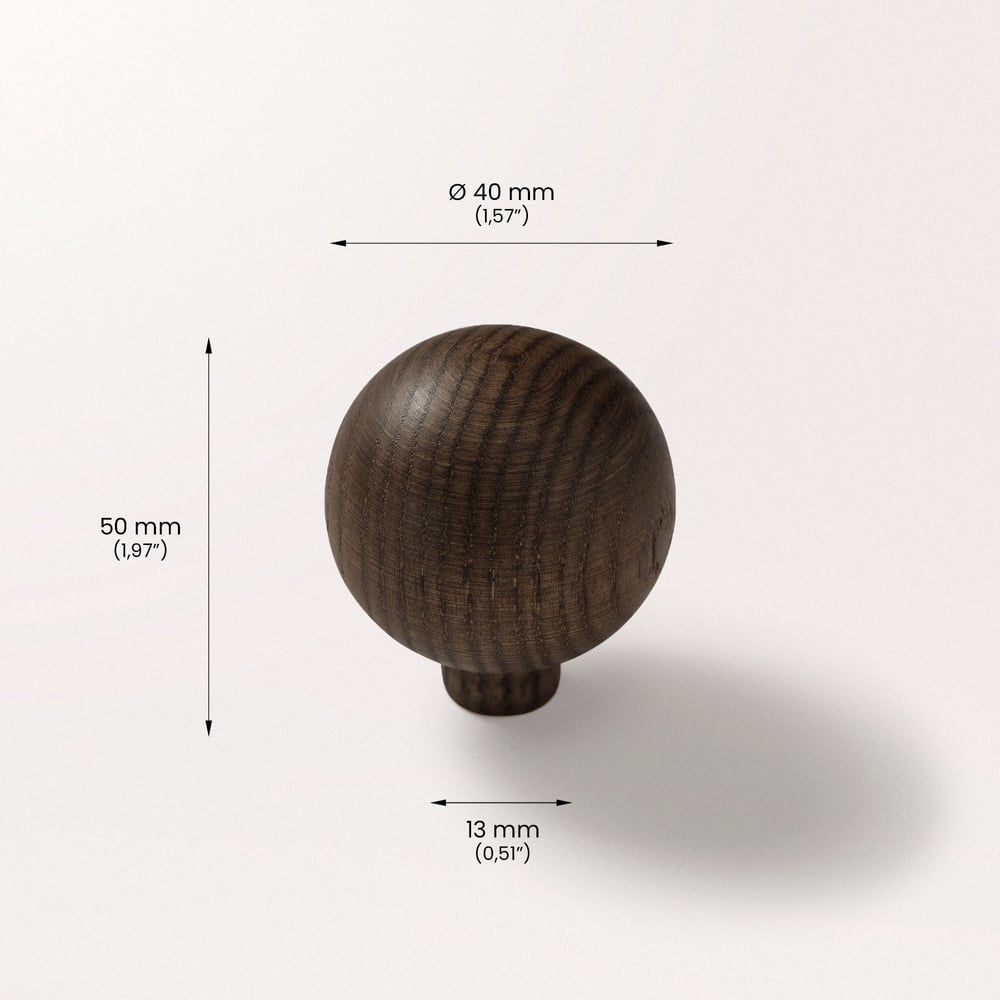 Bill 40Ø Walnut finish - Knob in ash wood
