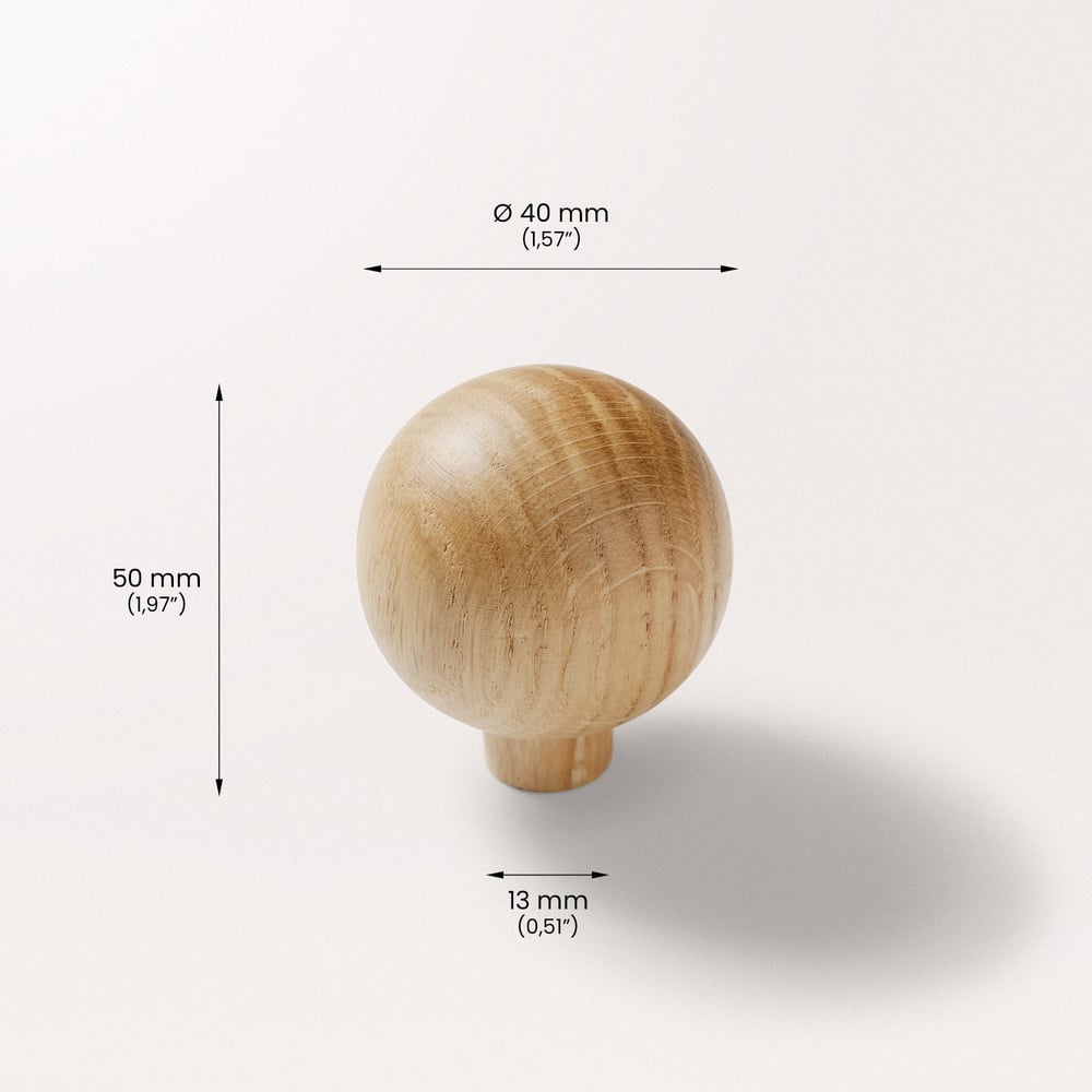 Bill 40Ø Oak natural - Knob in oak wood