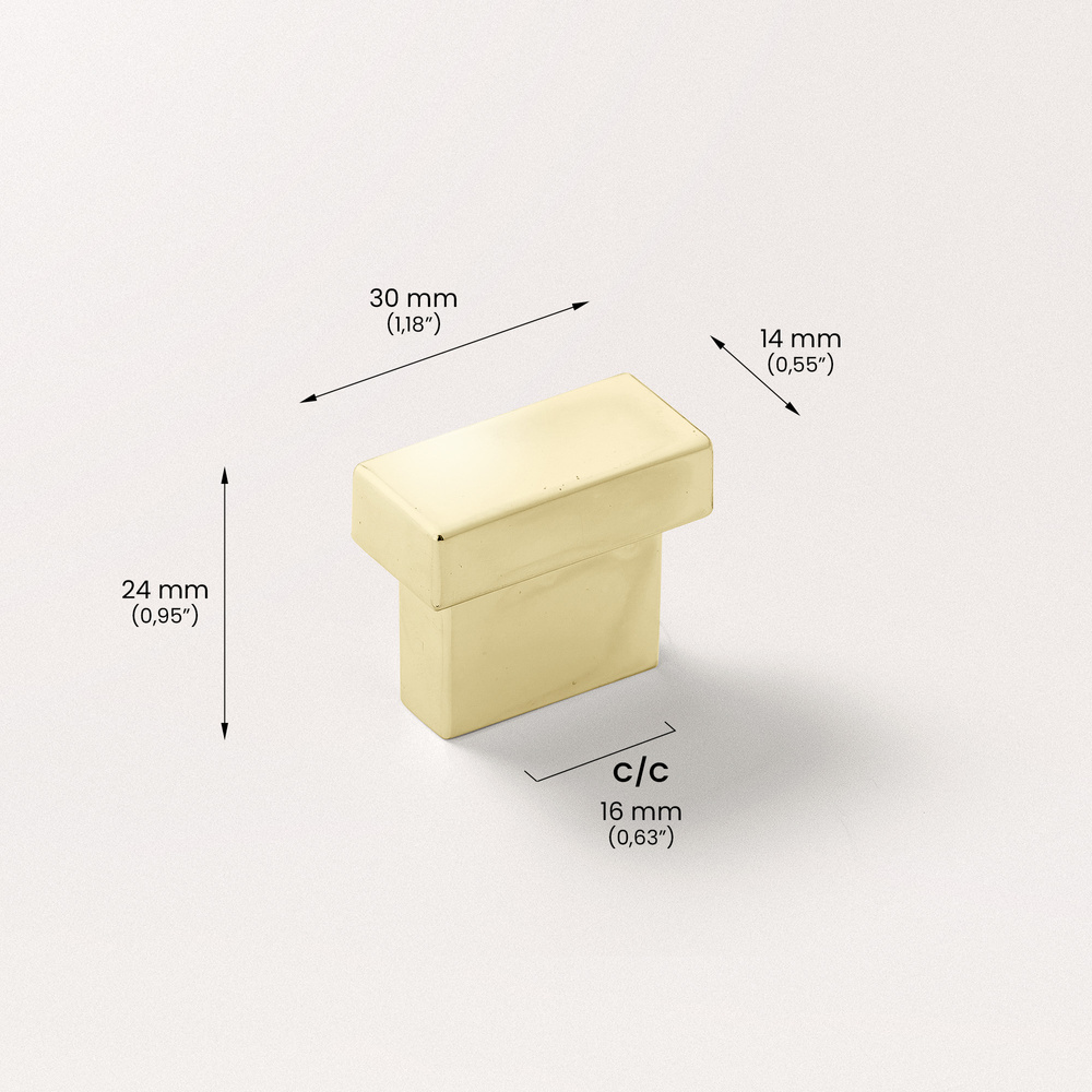 Alma 30 Shiny Brass - knobs in steel