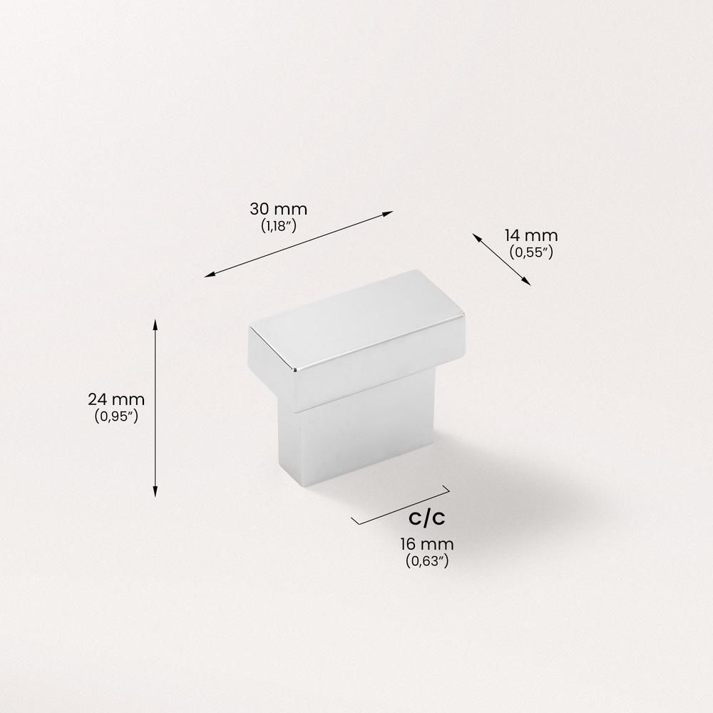 Alma 30 Shiny Chrome - knobs in steel