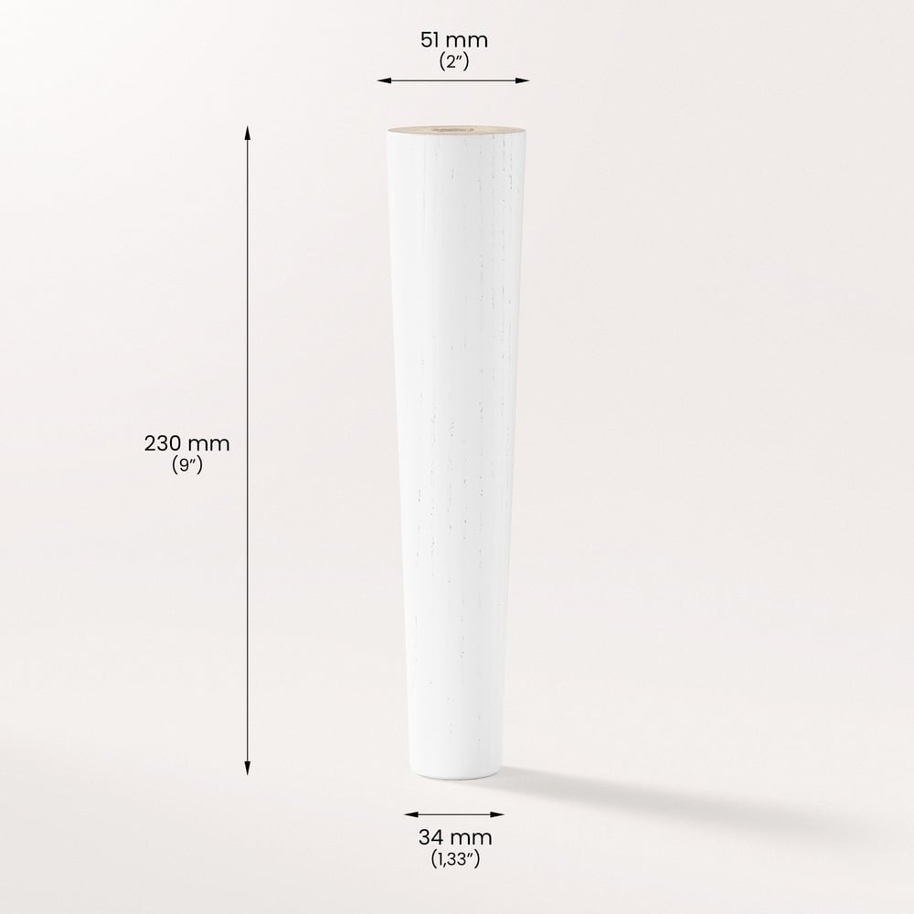 Carl 230 White - Furniture leg in ash wood