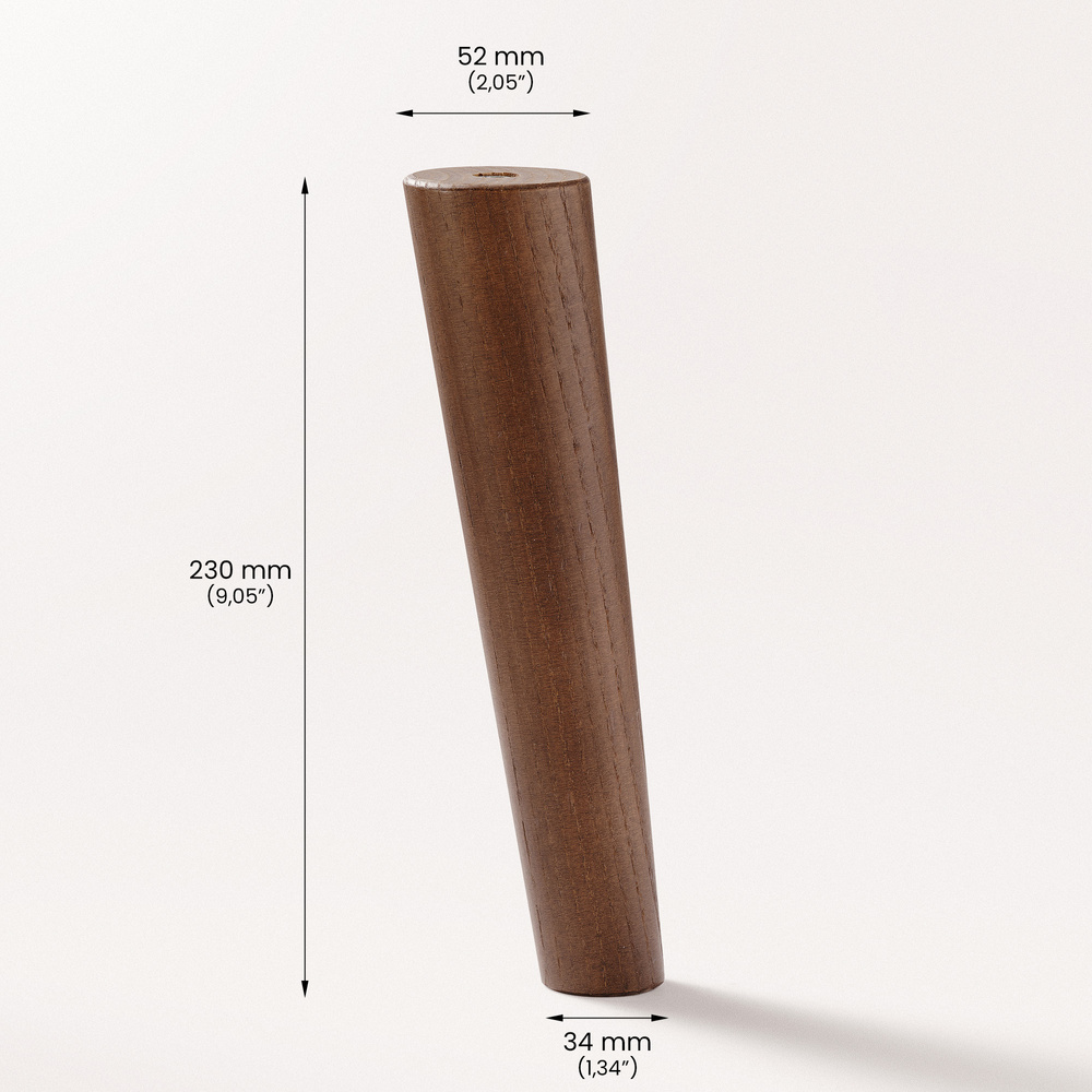 Dagmar 230 Walnut finish - Furniture leg in ash wood