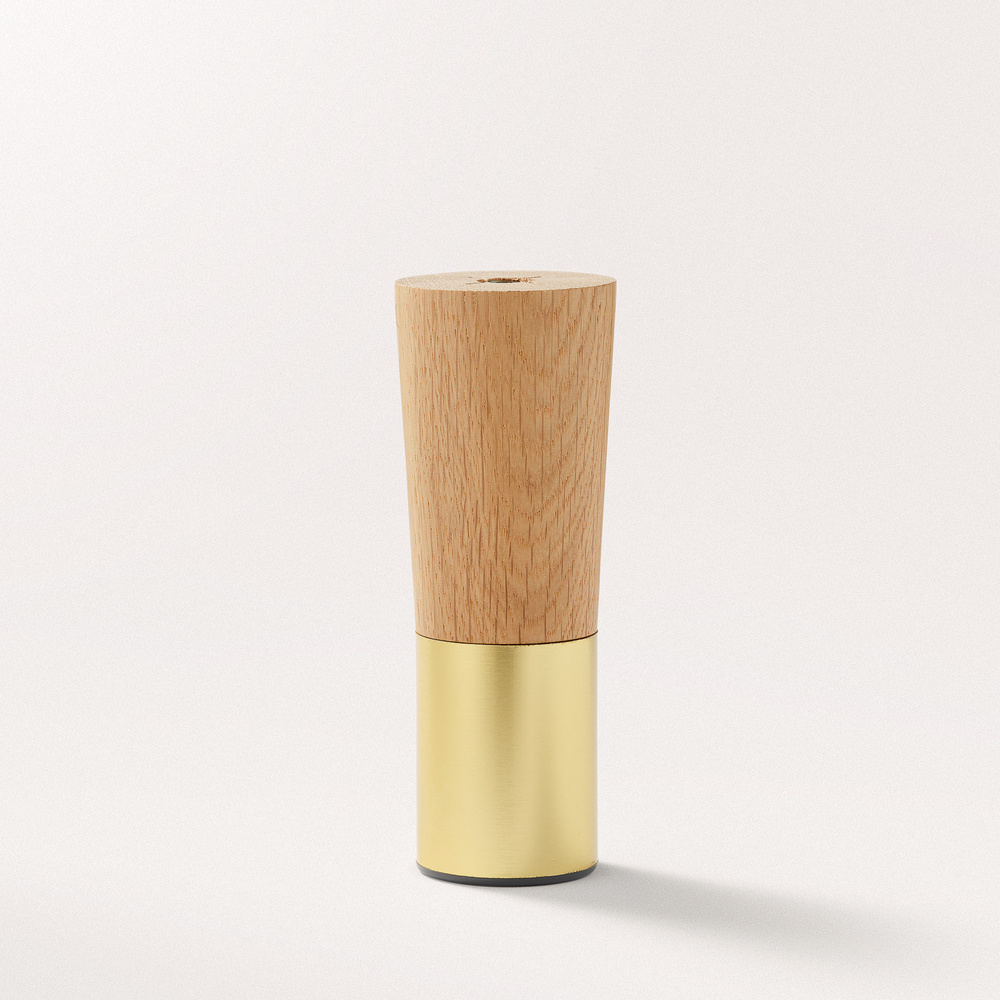 Estelle 120 Oak natural - Furniture leg in oak wood with brass toe