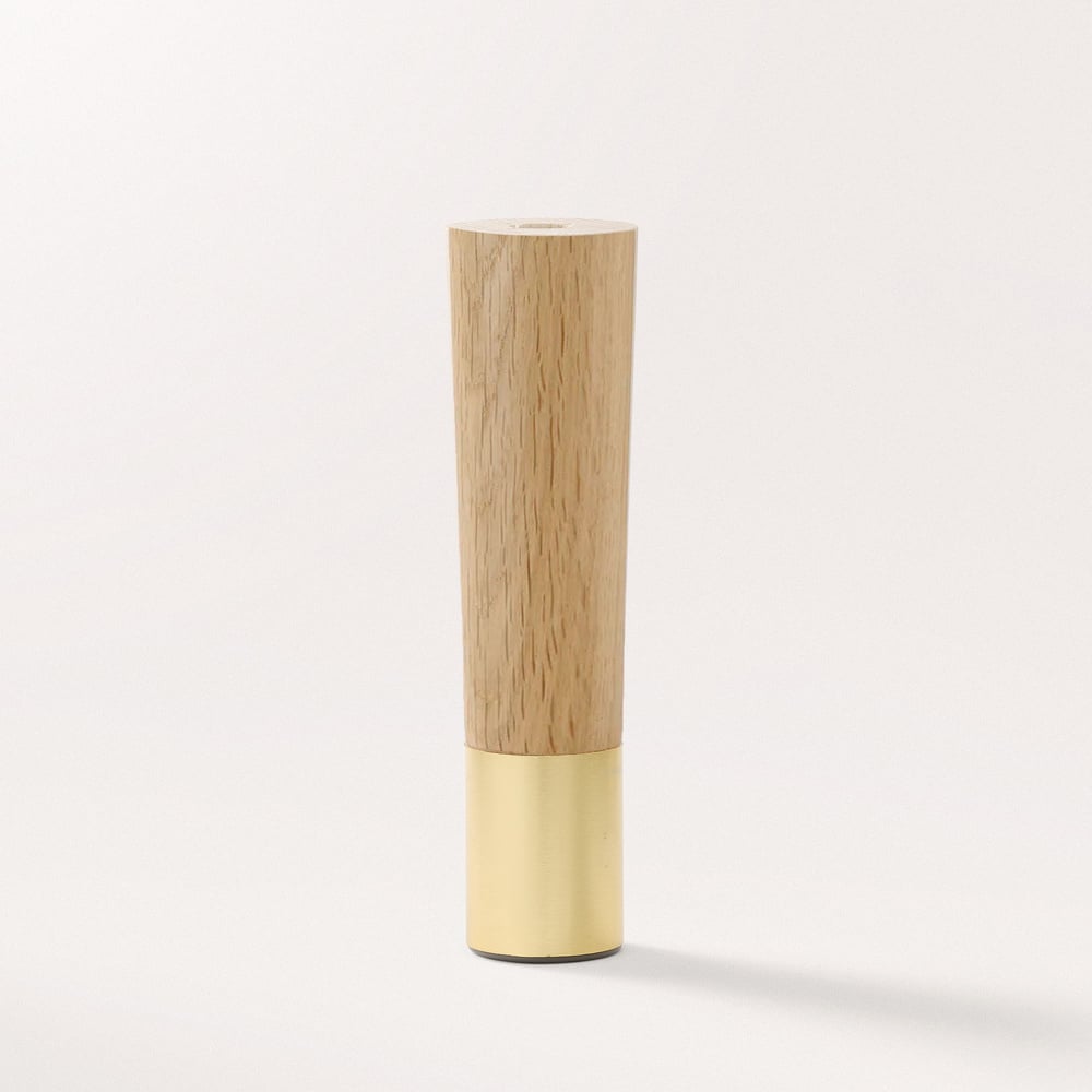 Estelle Slim 170 Oak natural - Furniture leg in oak wood with brass toe